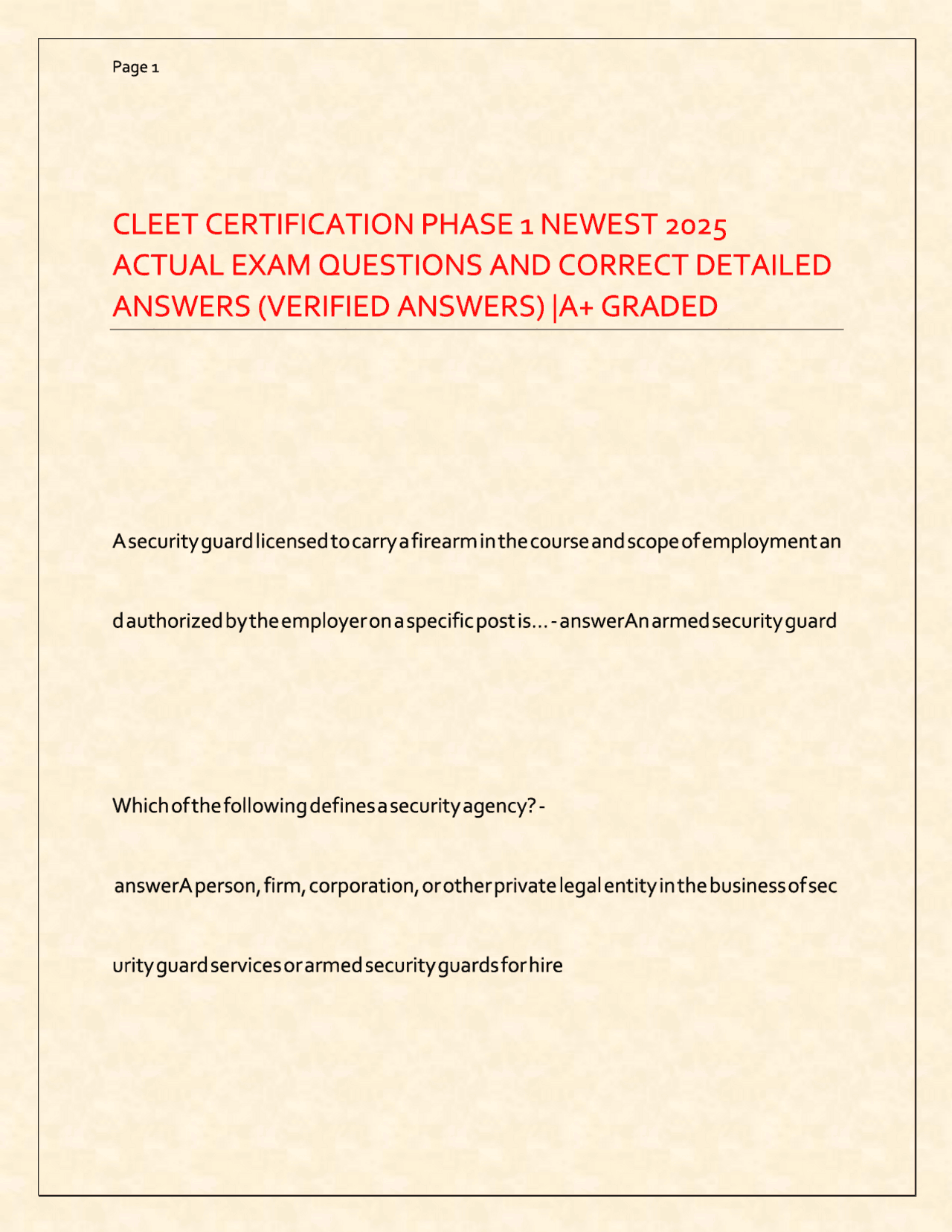 CLEET CERTIFICATION PHASE 1 NEWEST 2025 ACTUAL EXAM QUESTIONS AND ...