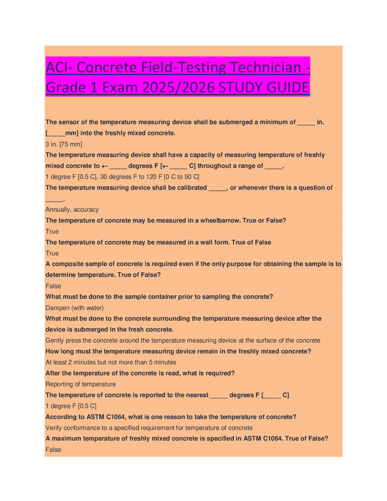 ACI Concrete Field Testing Technician Exam Study Guide | Exams ...