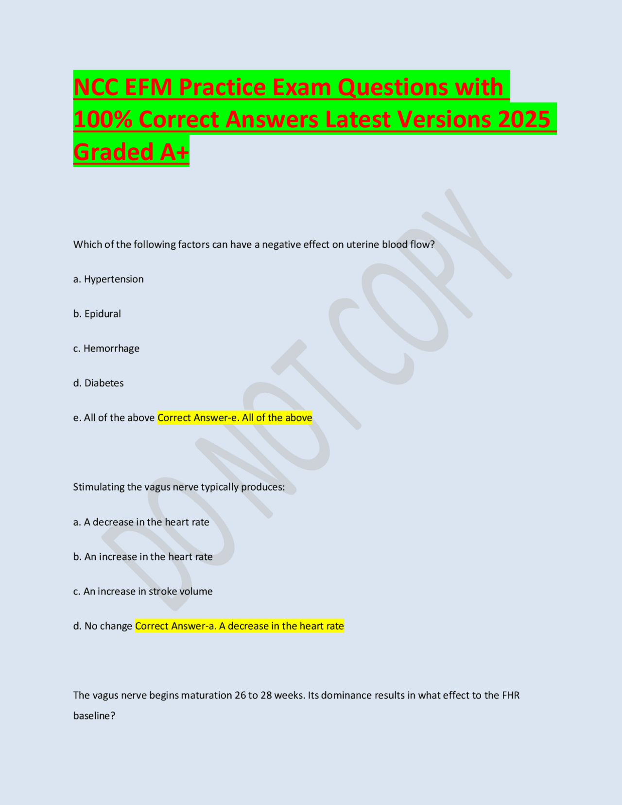 NCC EFM Practice Exam Questions with 100% Correct Answers Latest ...