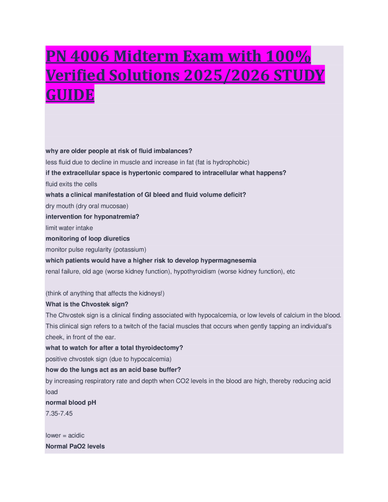 PN 4006 Midterm Exam with 100% Verified Solutions 2025/2026 STUDY GUIDE ...