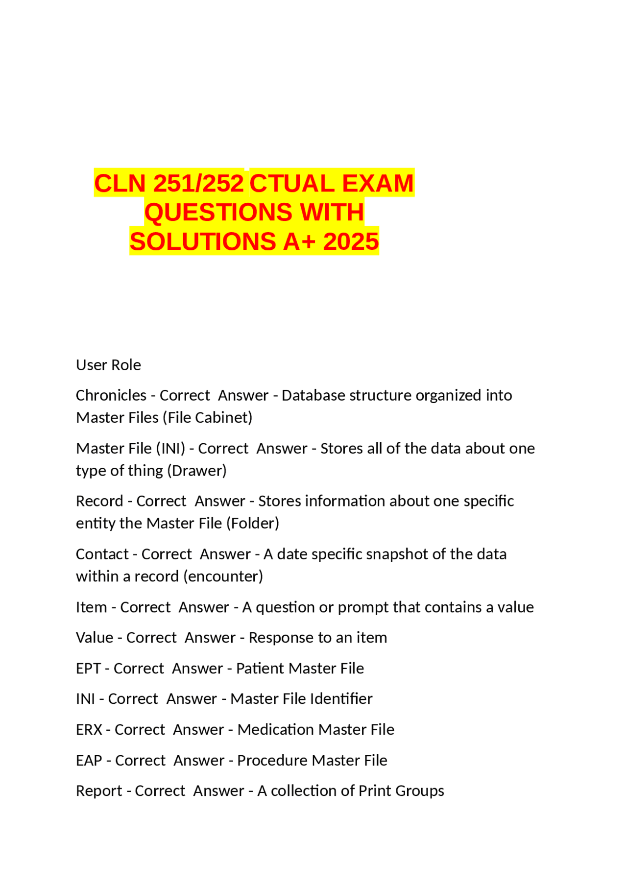 Epic Systems Chronicles Database: Key Terminology and Structure | Exams ...