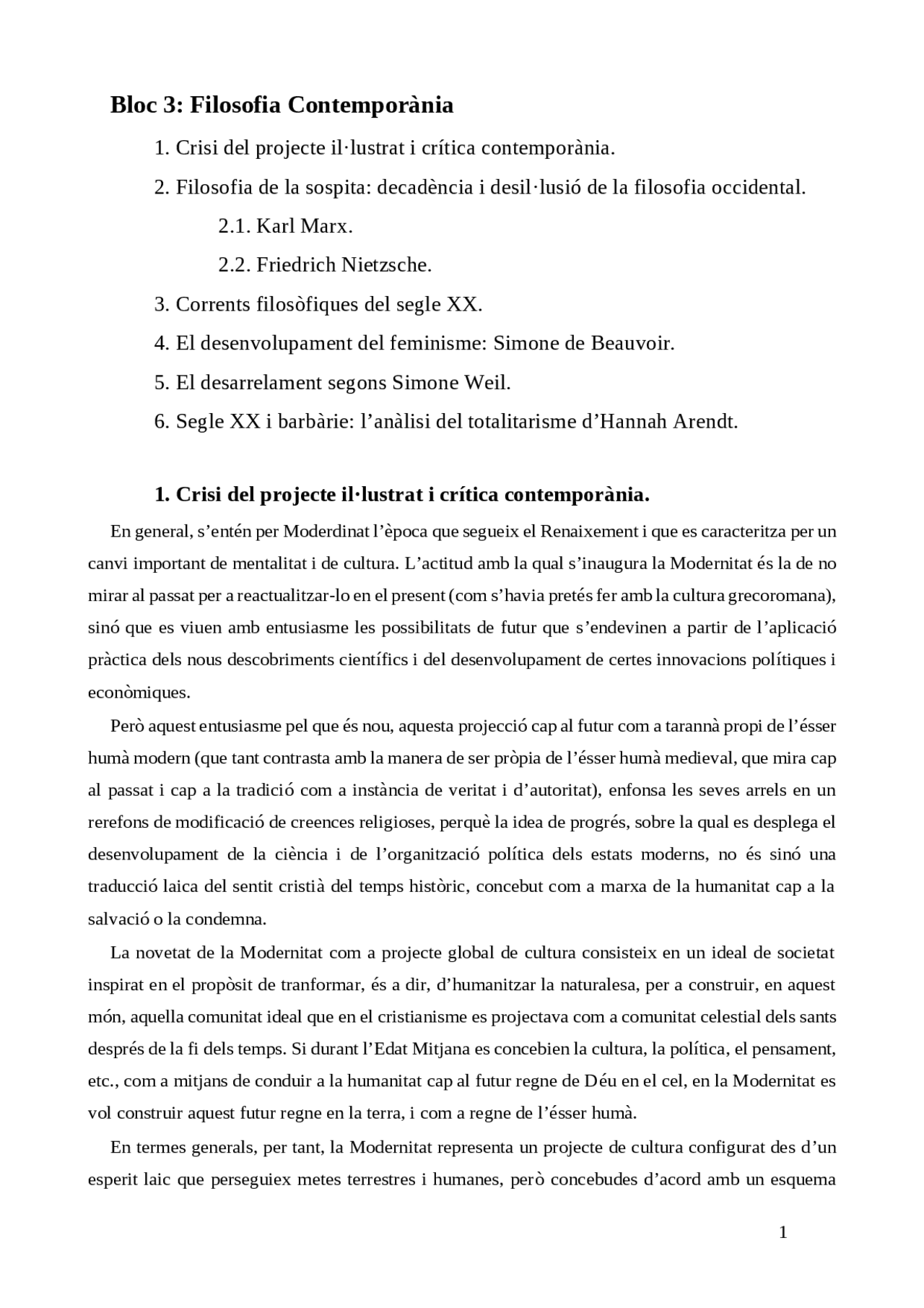 Filosofia contemporanea | Apuntes de Filosofía | Docsity