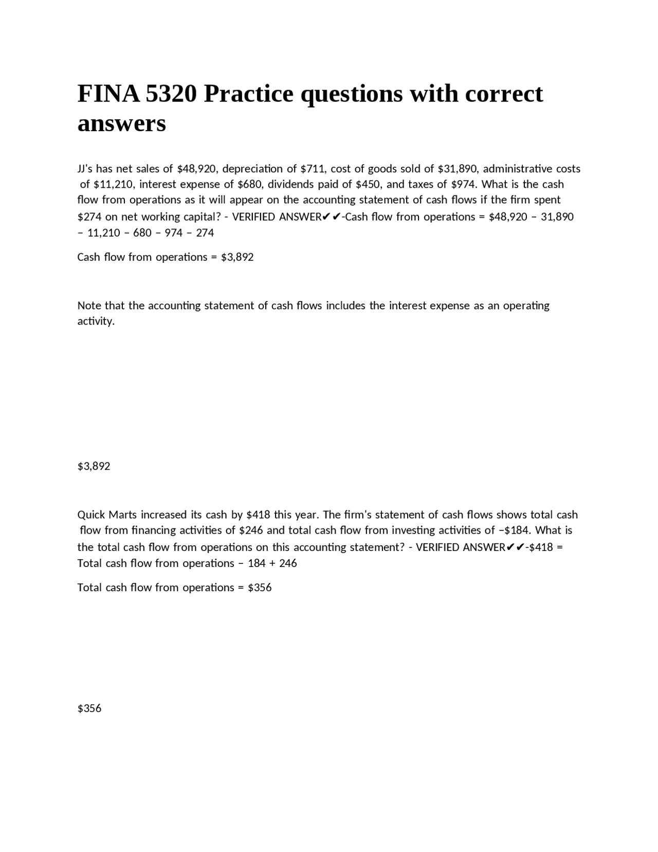 Financial Accounting Practice Questions and Answers | Exams Finance ...