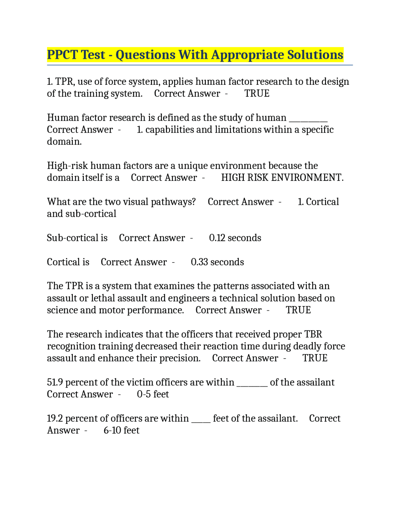 PPCT Test - Questions With Appropriate Solutions | Exams Public Health ...