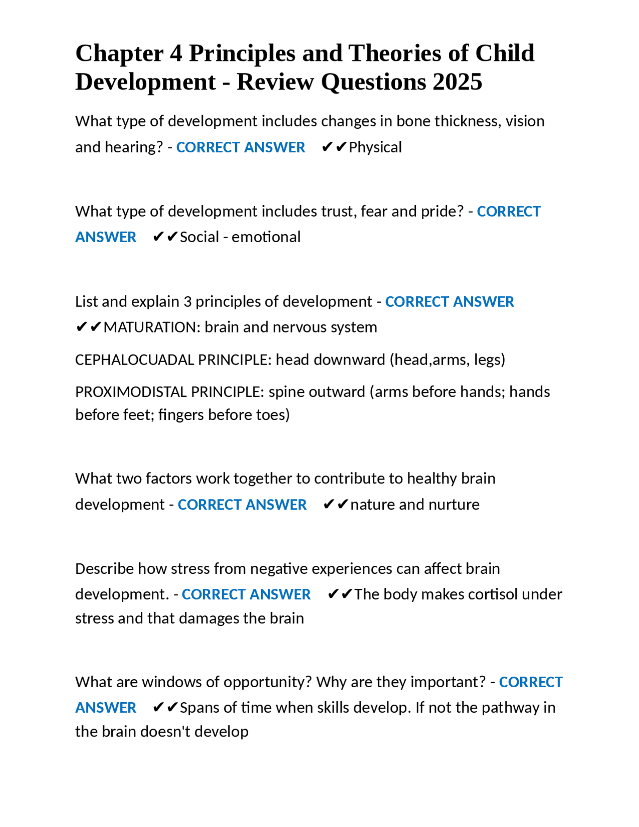 Child Development Theories and Principles: Review Questions | Exams ...