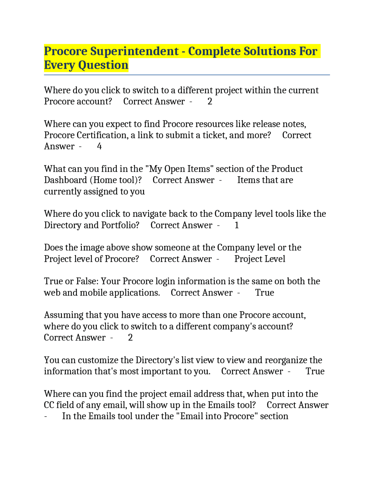 Procore Software Solutions: Comprehensive Q&A Guide | Exams Public ...