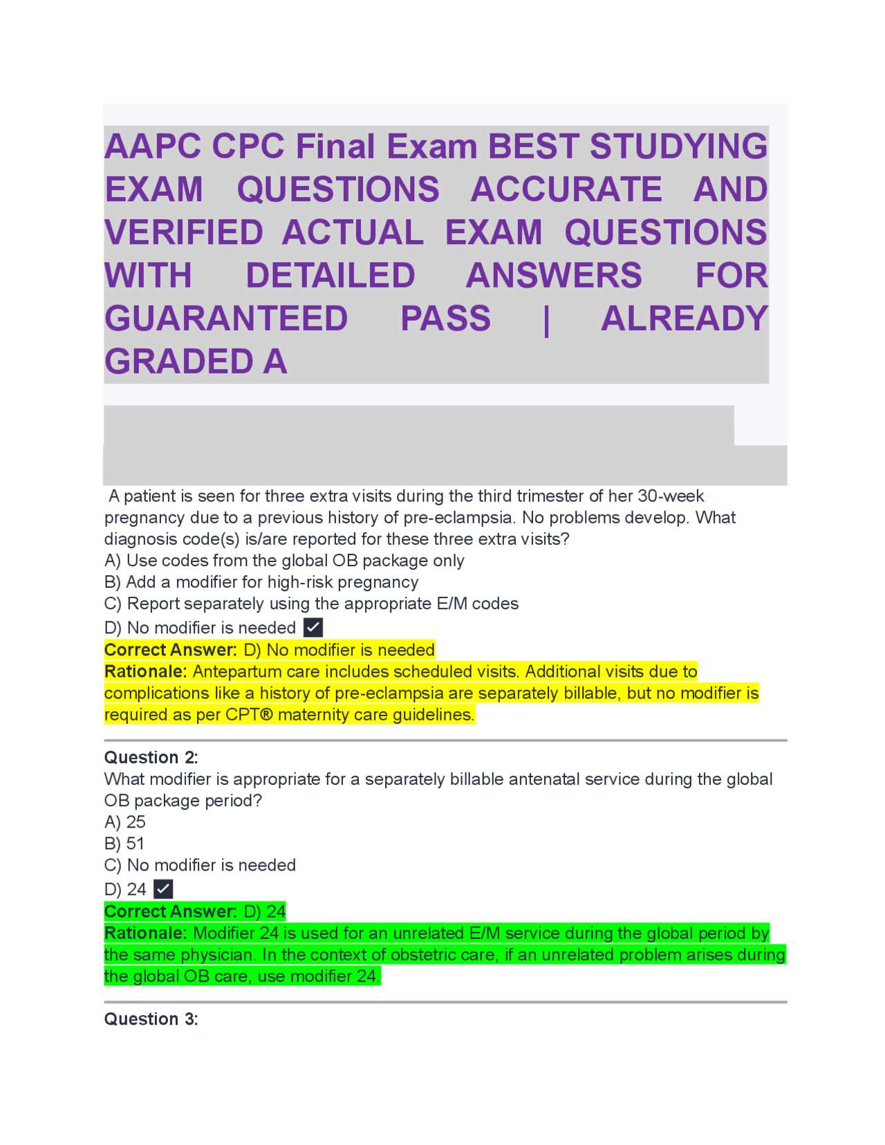 AAPC CPC Exam Questions with Detailed Answers: Medical Coding Study ...