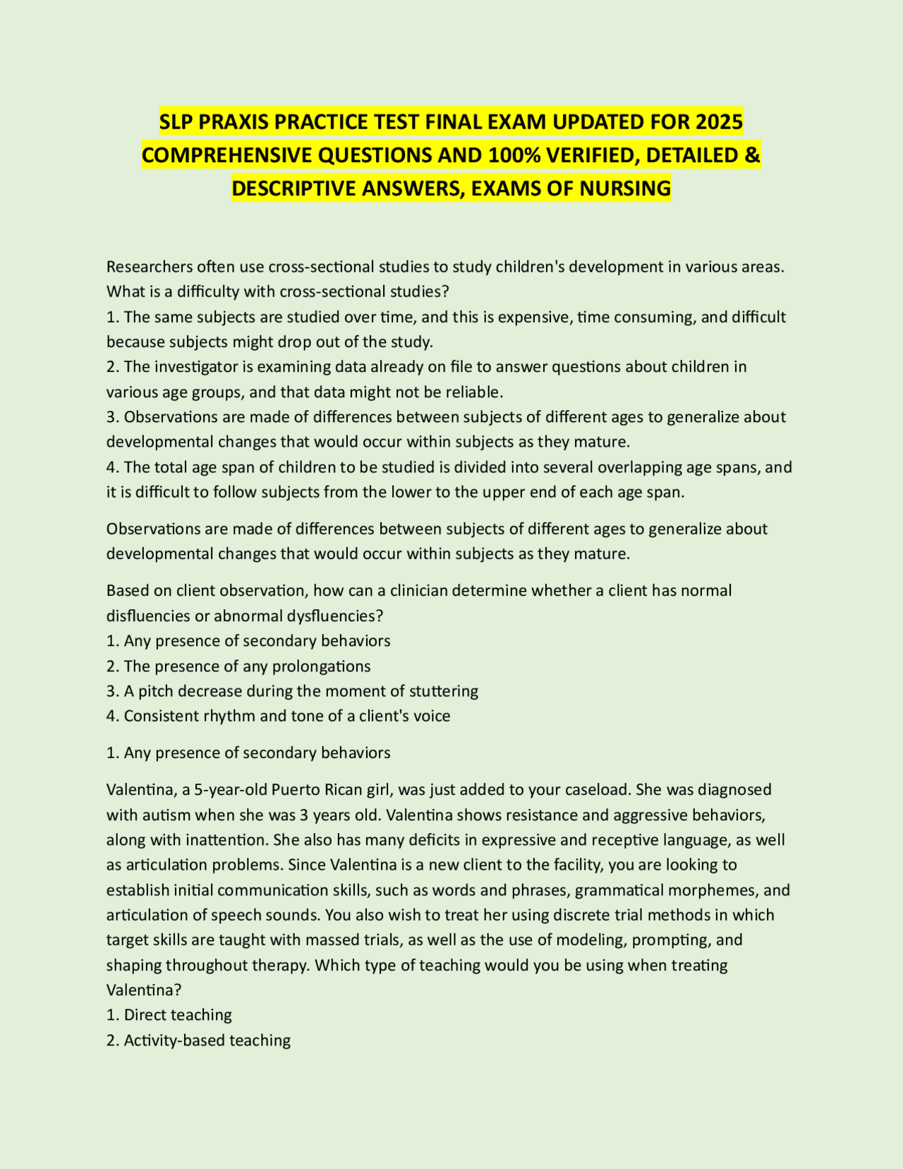 SLP PRAXIS Exam Practice Questions for Speech-Language Pathology ...