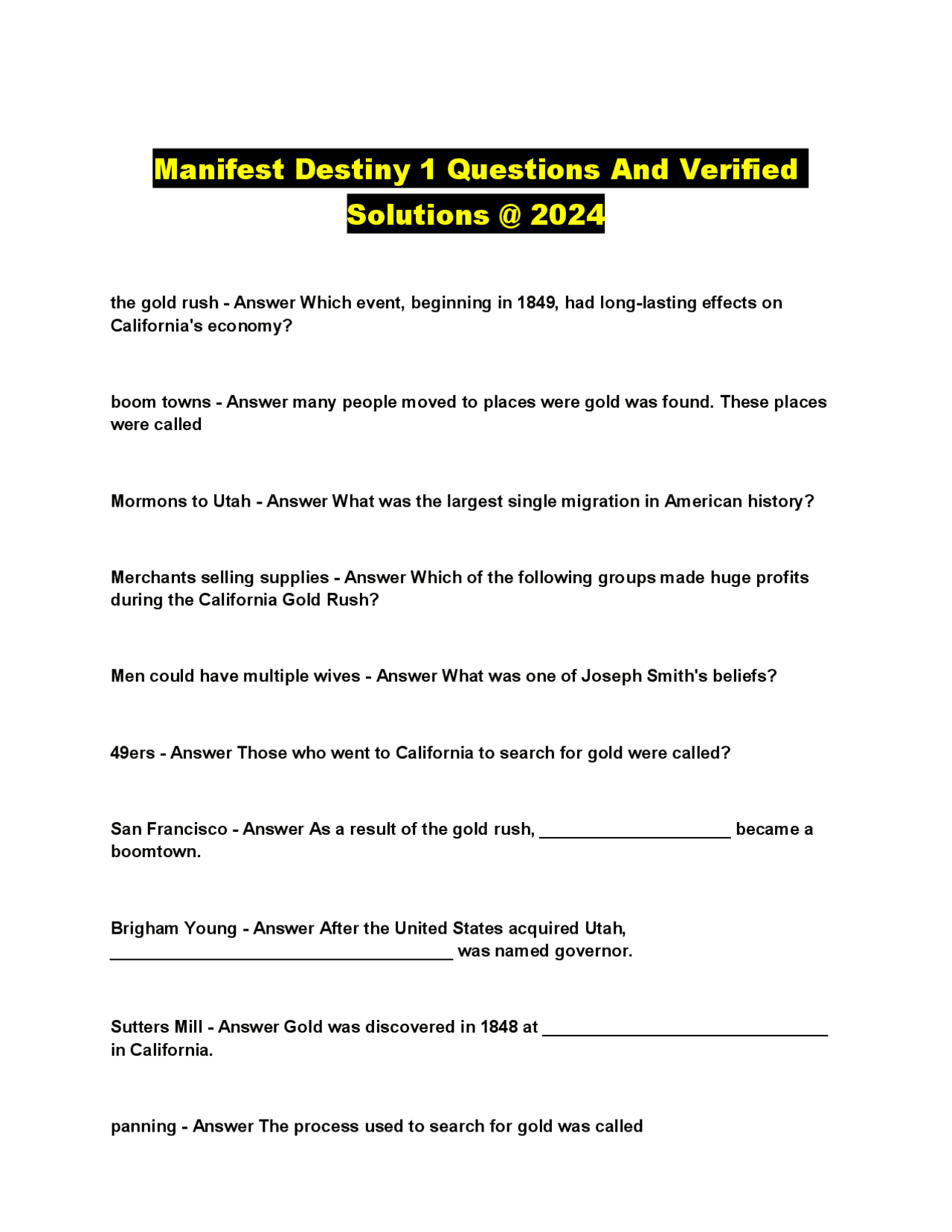 Manifest Destiny: Key Questions and Answers on American Expansion ...