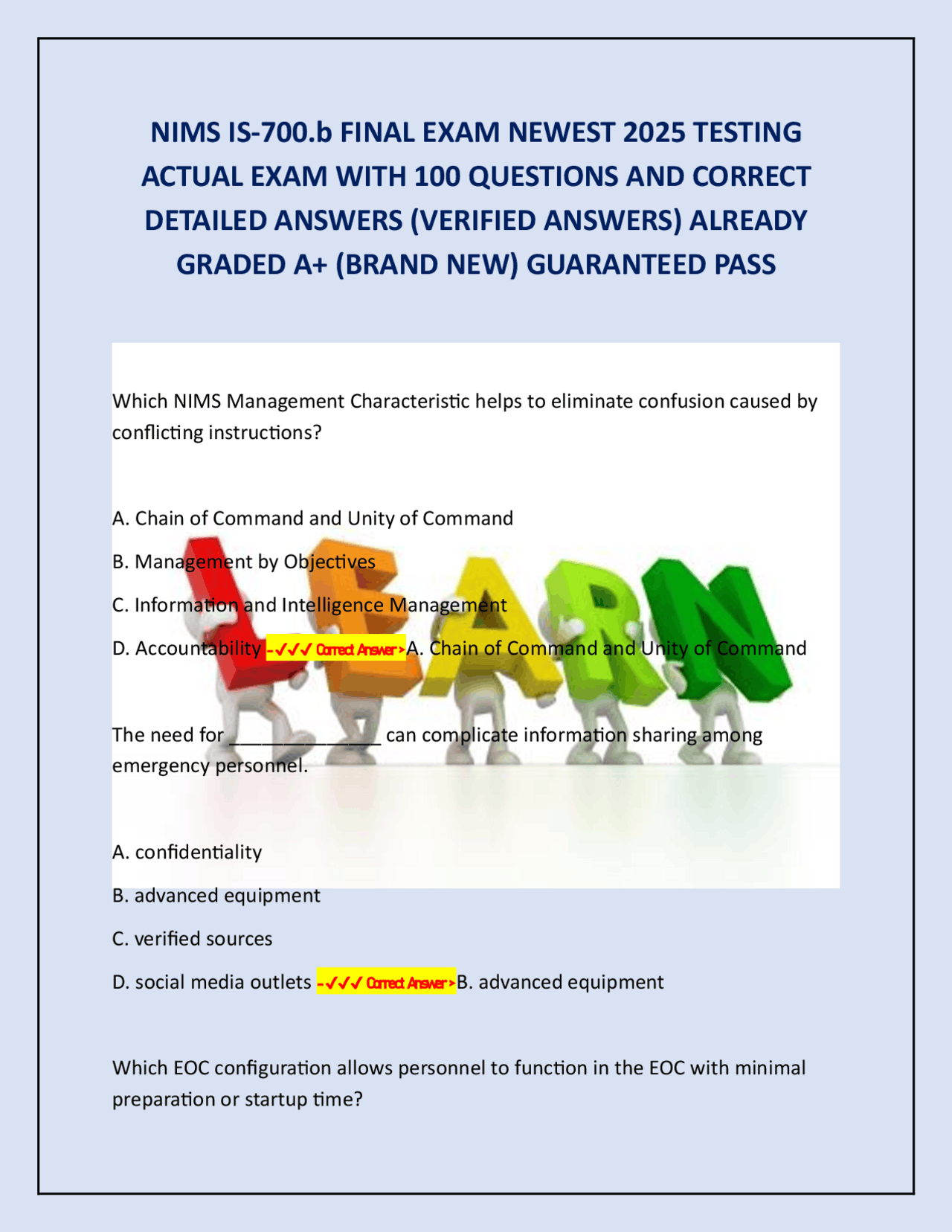 NIMS IS-700.b FINAL EXAM NEWEST 2025 TESTING ACTUAL EXAM WITH 100 ...