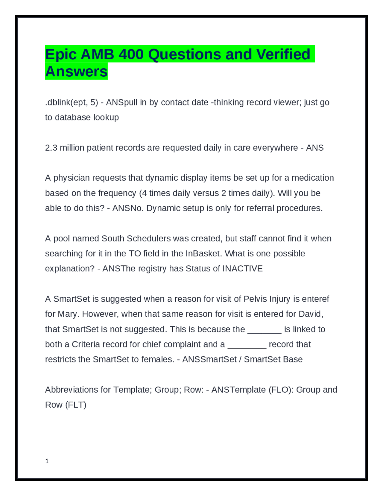 Epic AMB Configuration Q&A: Mastering Ambulatory Workflows | Exams ...