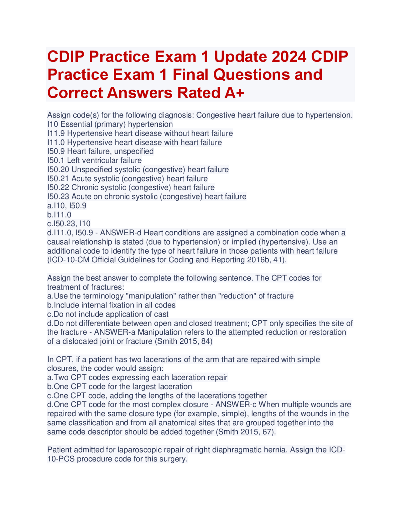CDIP Practice Exam 1 Update 2024 CDIP Practice rated 100% | Exams ...