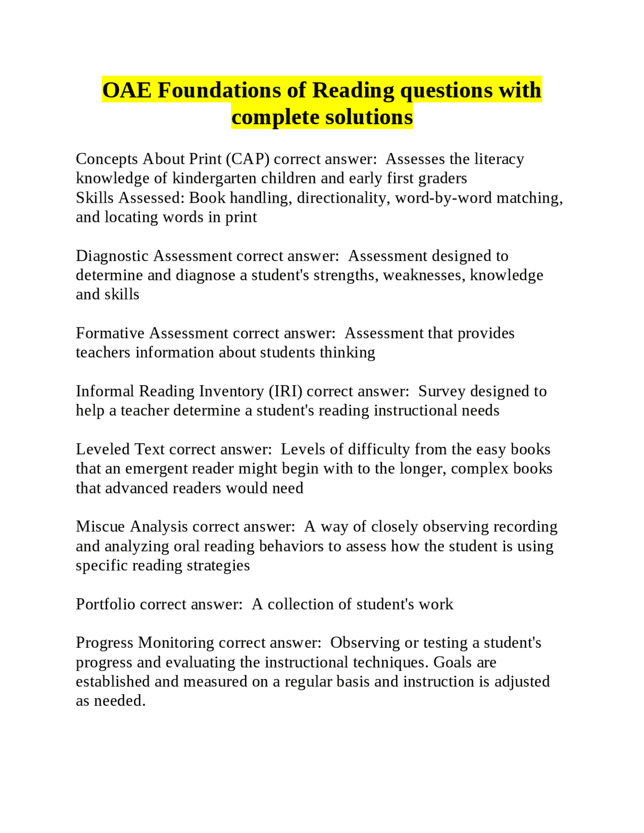 Foundations of Reading: Key Concepts and Assessments | Exams Nursing ...