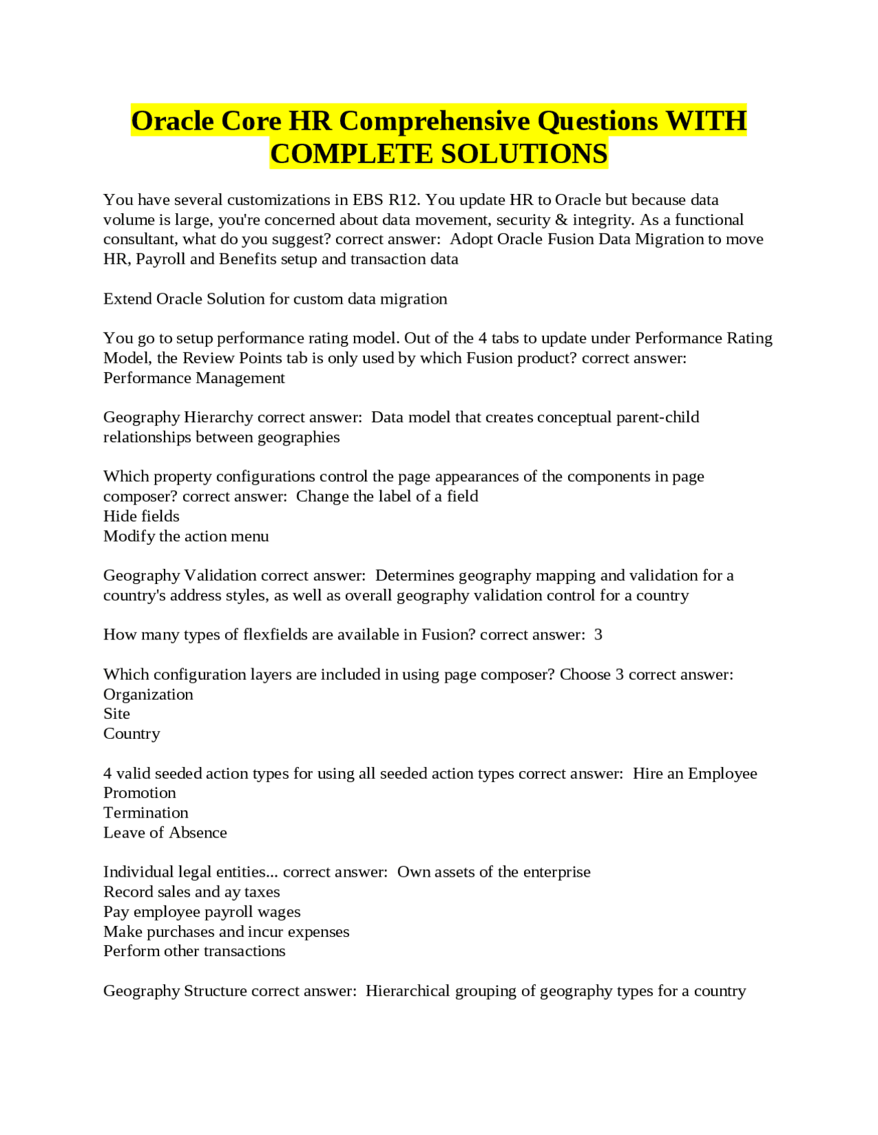 Oracle Core HR Comprehensive Q&A: EBS R12 and Fusion HR | Exams Nursing ...