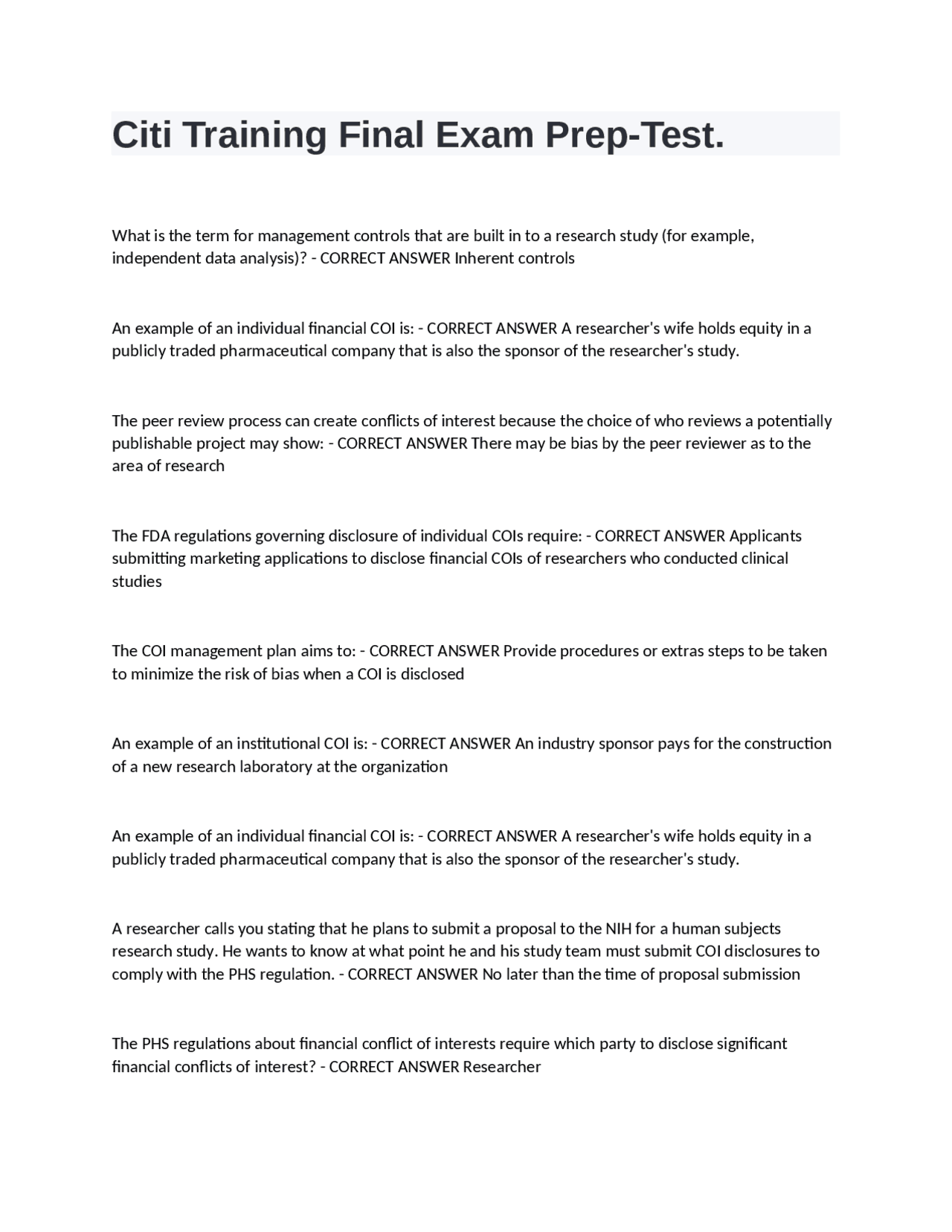 Research Ethics Exam Prep: Conflicts of Interest and Human Subject ...