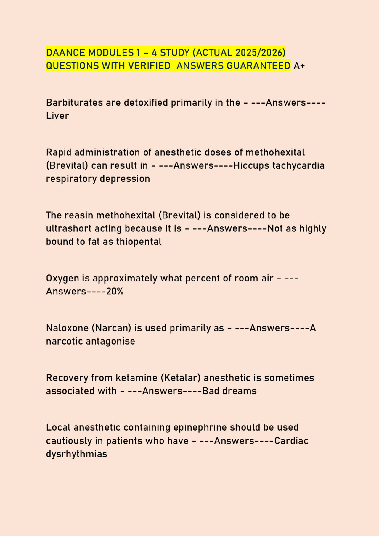 DAANCE Module 1-Basic Sciences (Actual 2025/2026) | 90 Uestions With Verified Answers | G ...