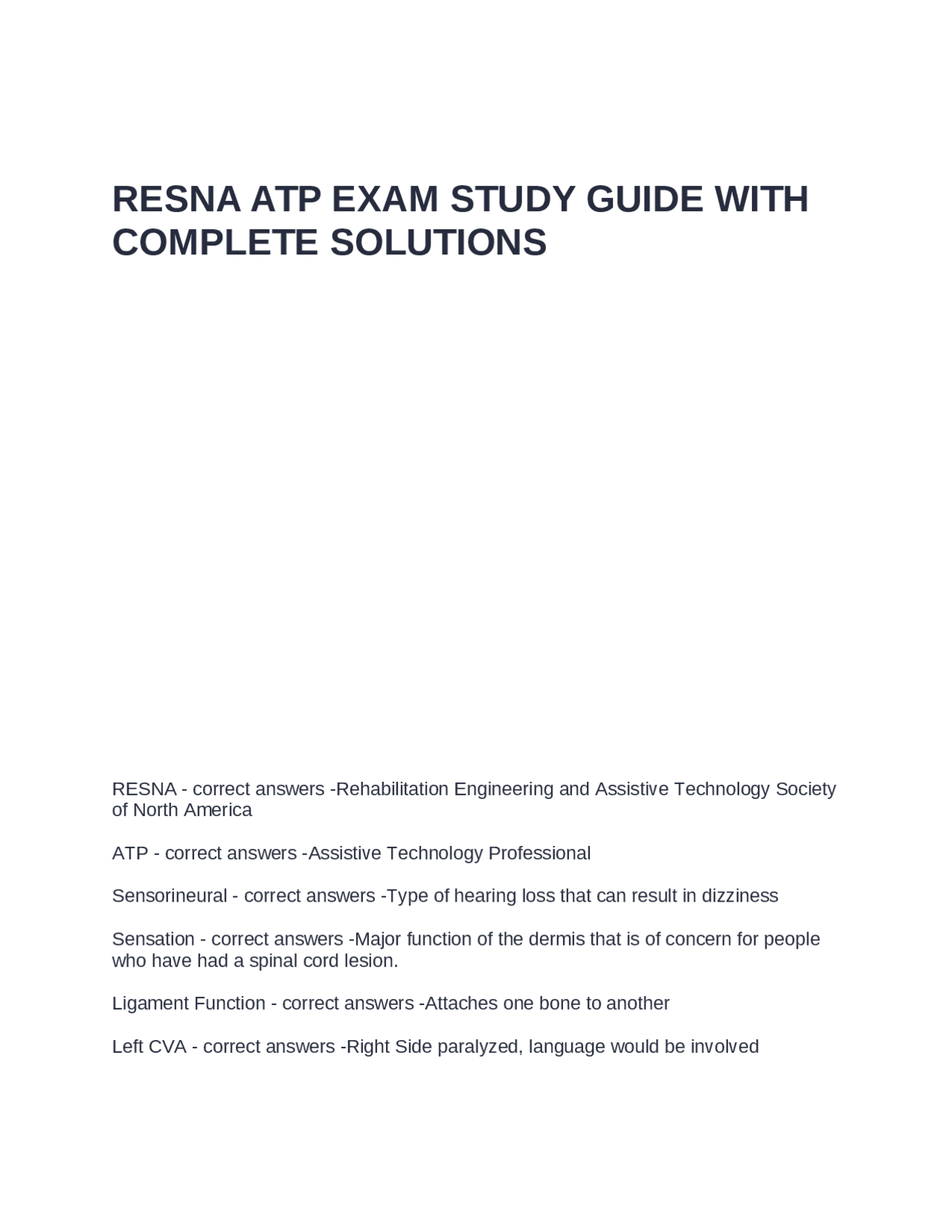 RESNA ATP Exam Study Guide: Key Definitions and Concepts | Exams ...