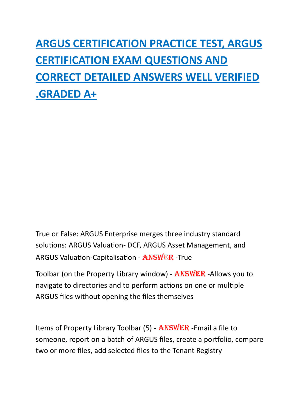ARGUS CERTIFICATION PRACTICE TEST, ARGUS CERTIFICATION EXAM QUESTIONS ...