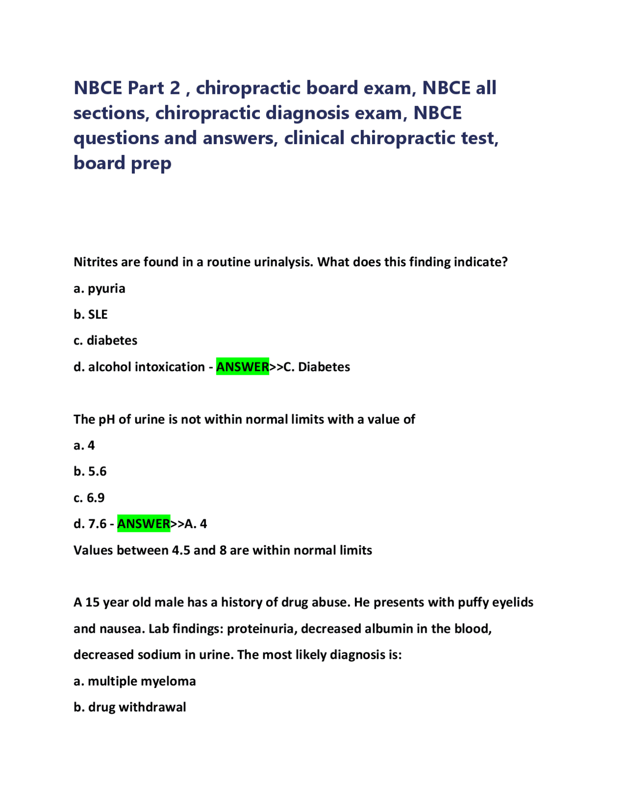 NBCE Part 2 , chiropractic board exam, NBCE all sections, chiropractic ...