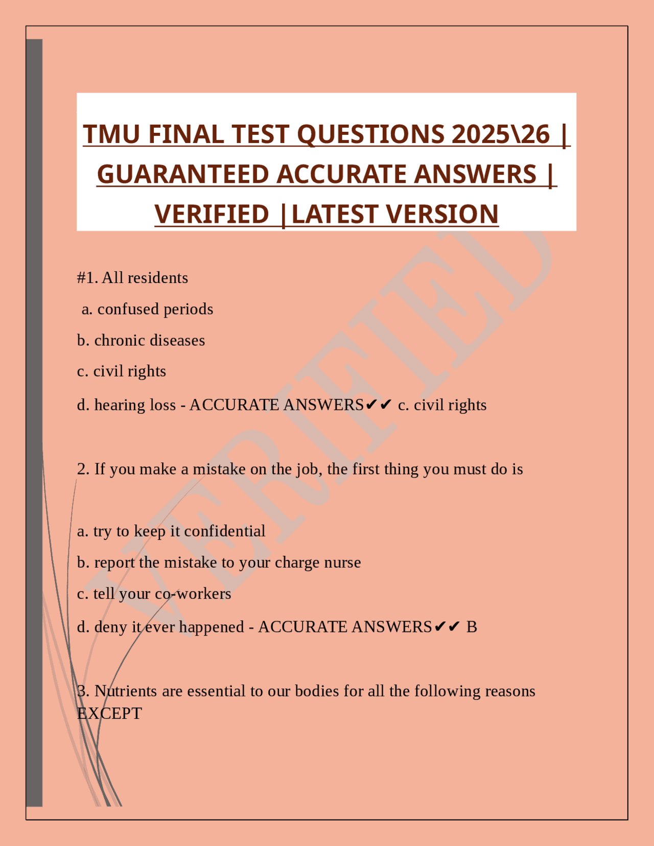 TMU FINAL TEST QUESTIONS 2025\26 |GUARANTEED ACCURATE ANSWERS |VERIFIED ...