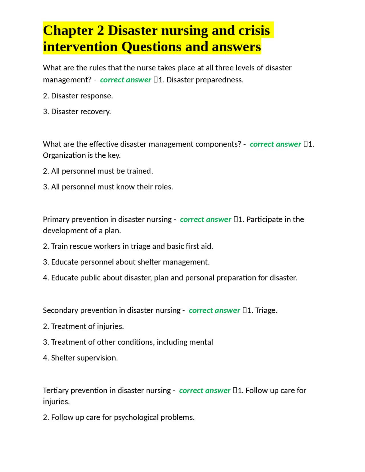 Disaster Nursing and Crisis Intervention: Key Questions and Answers ...