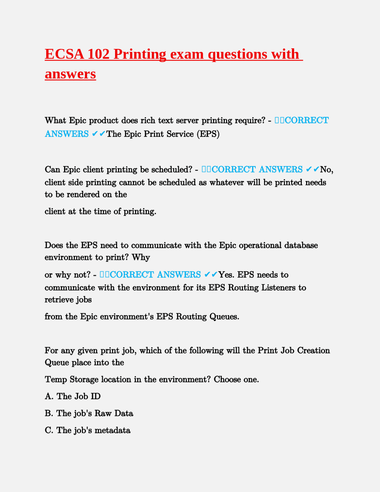 ECSA 102 Printing exam questions with answers | Exams Computer ...