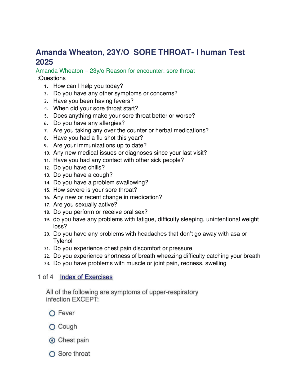 Sore Throat Consultation: Questions and Assessment Guide | Quizzes ...
