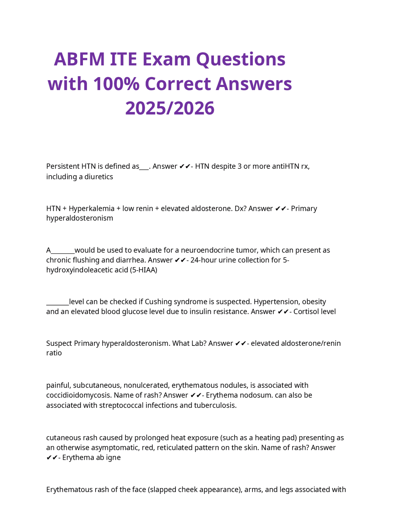 ABFM ITE Exam Questions with 100% Correct Answers 2025/2026 | Exams ...