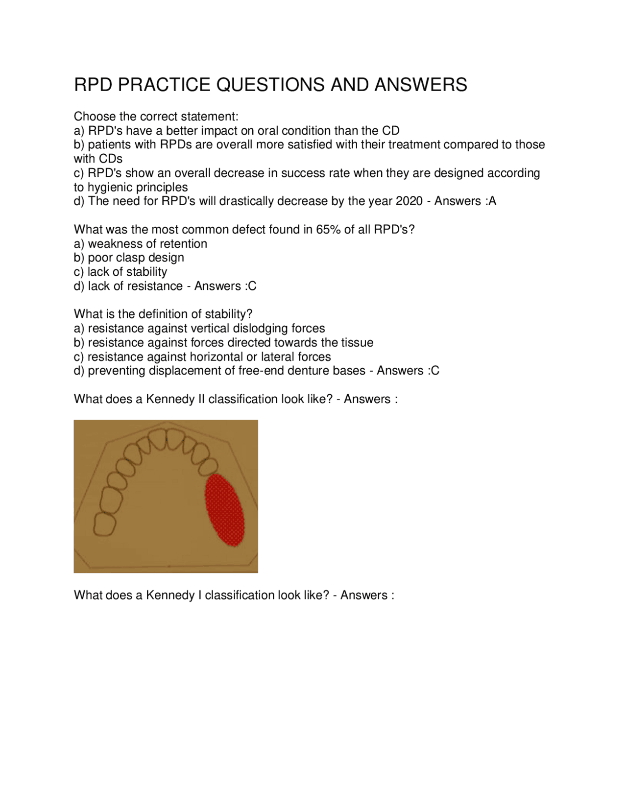 RPD Practice Questions: Mastering Removable Partial Denture Design ...