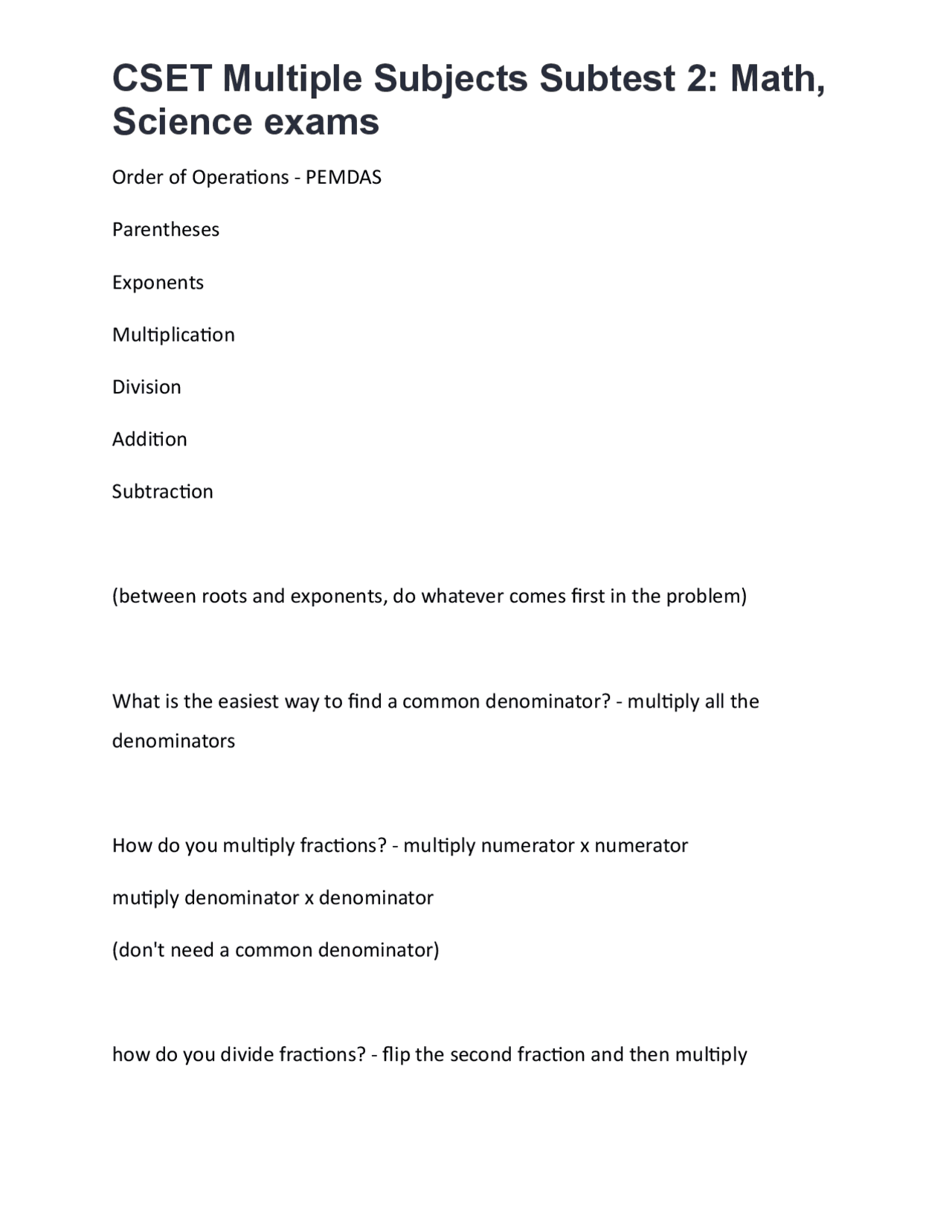 CSET Multiple Subjects Subtest 2 Math, Science exams. | Exams Nursing ...