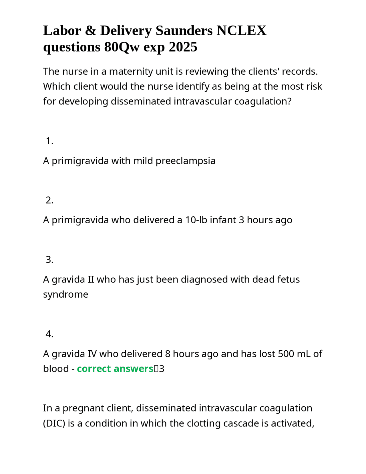 NCLEX Practice Questions: Labor and Delivery - Key Concepts & Clinical ...