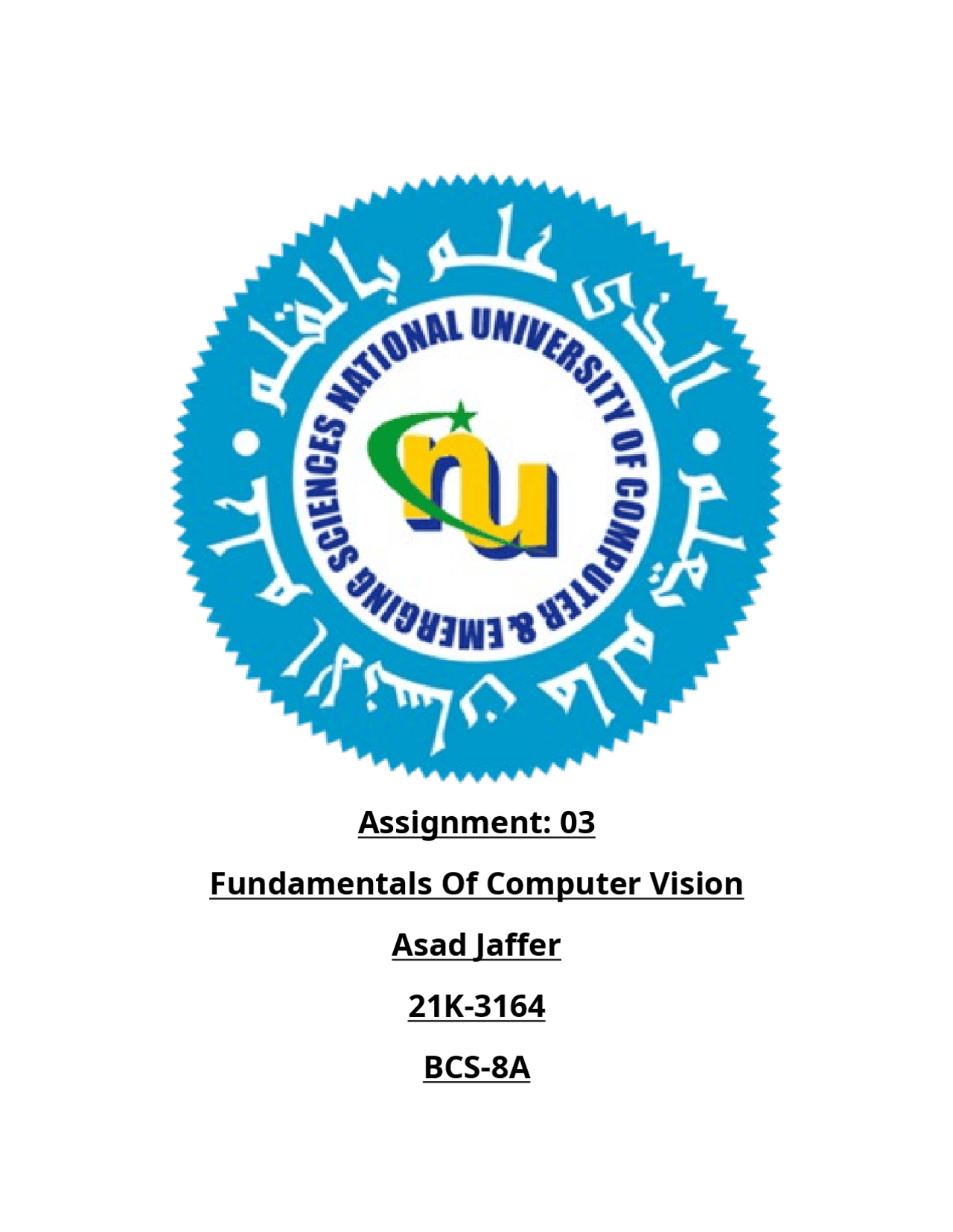 Assignment 3 Fundamentals Of Computer Vision | Assignments Computer Vision | Docsity