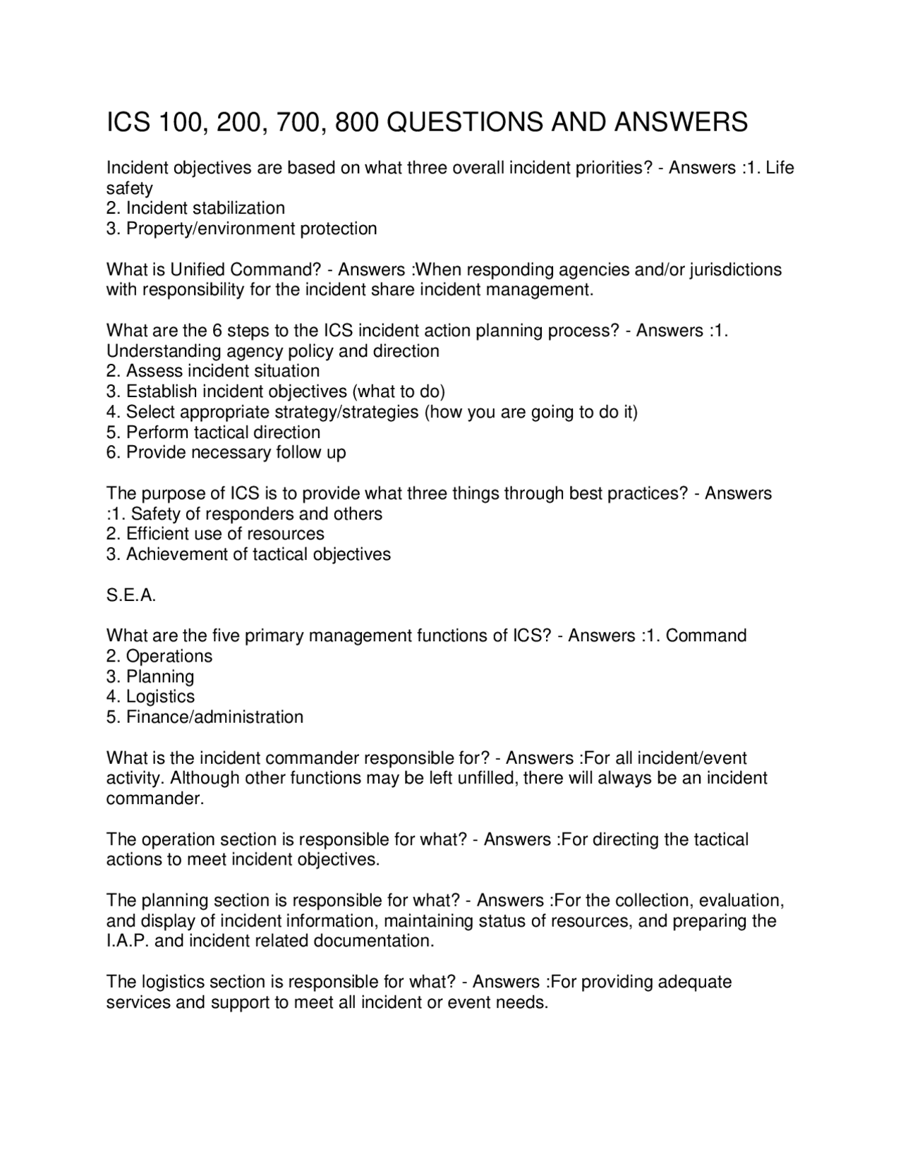 ICS 100-800: Incident Command System Q&A Guide | Exams Space Studies ...
