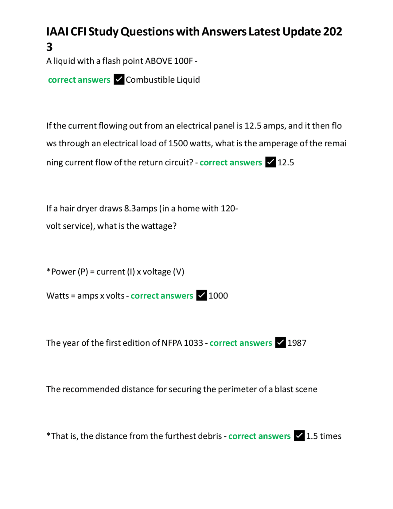 ACTUAL IAAI CFI EXAM 4 COMPLETE 50 REAL TEST QUESTIONS AND CORRECT ...