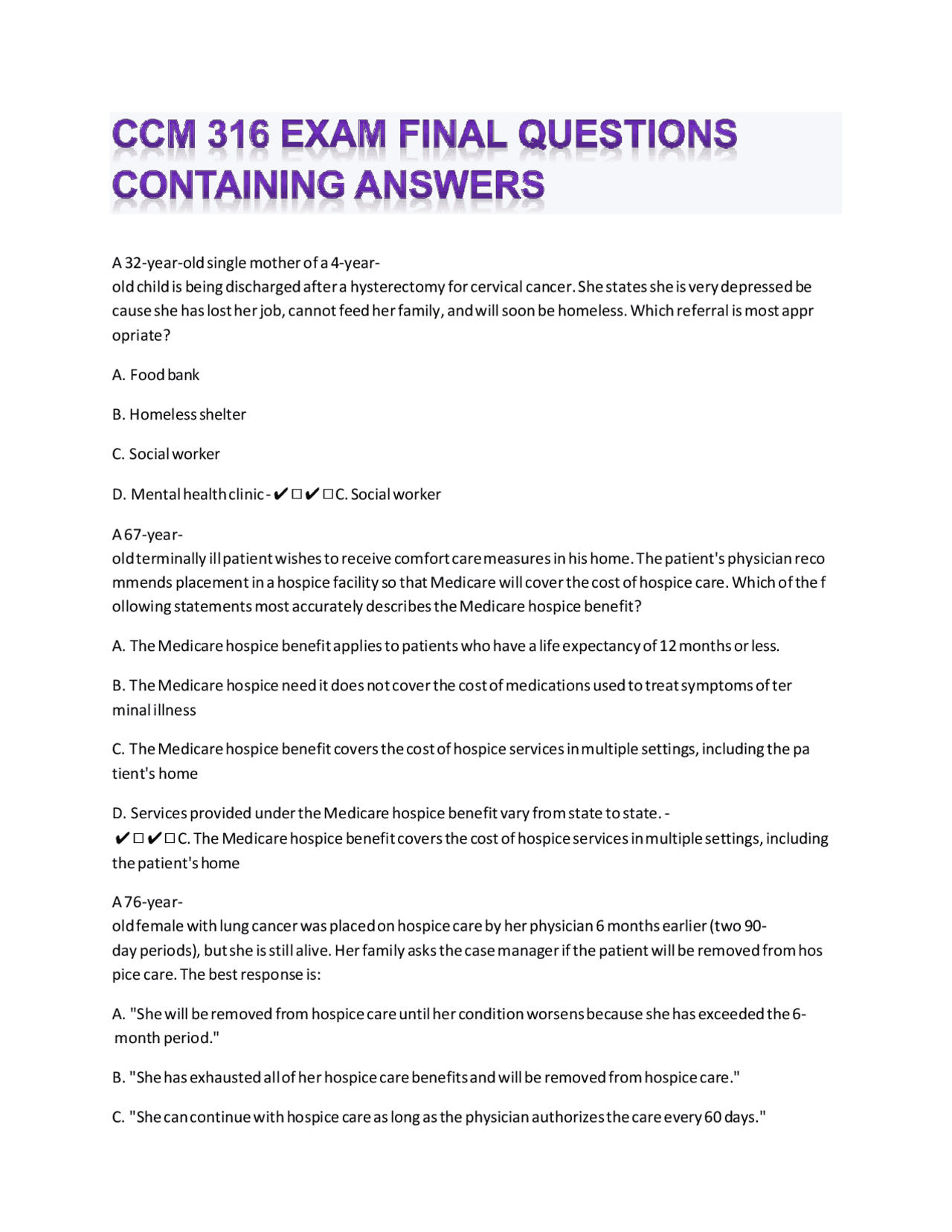 CHAM (CERTIFIED HEALTHCARE ACCESS MANAGER) MEDICARE QUESTIONS ACTUAL ...