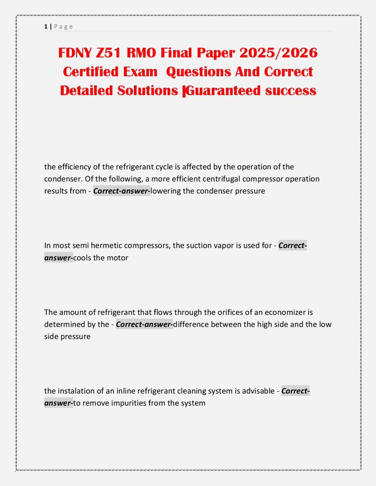 FDNY Z51 RMO Final Paper 2025/2026 Certified Exam Questions And Correct Detailed Solutions ...
