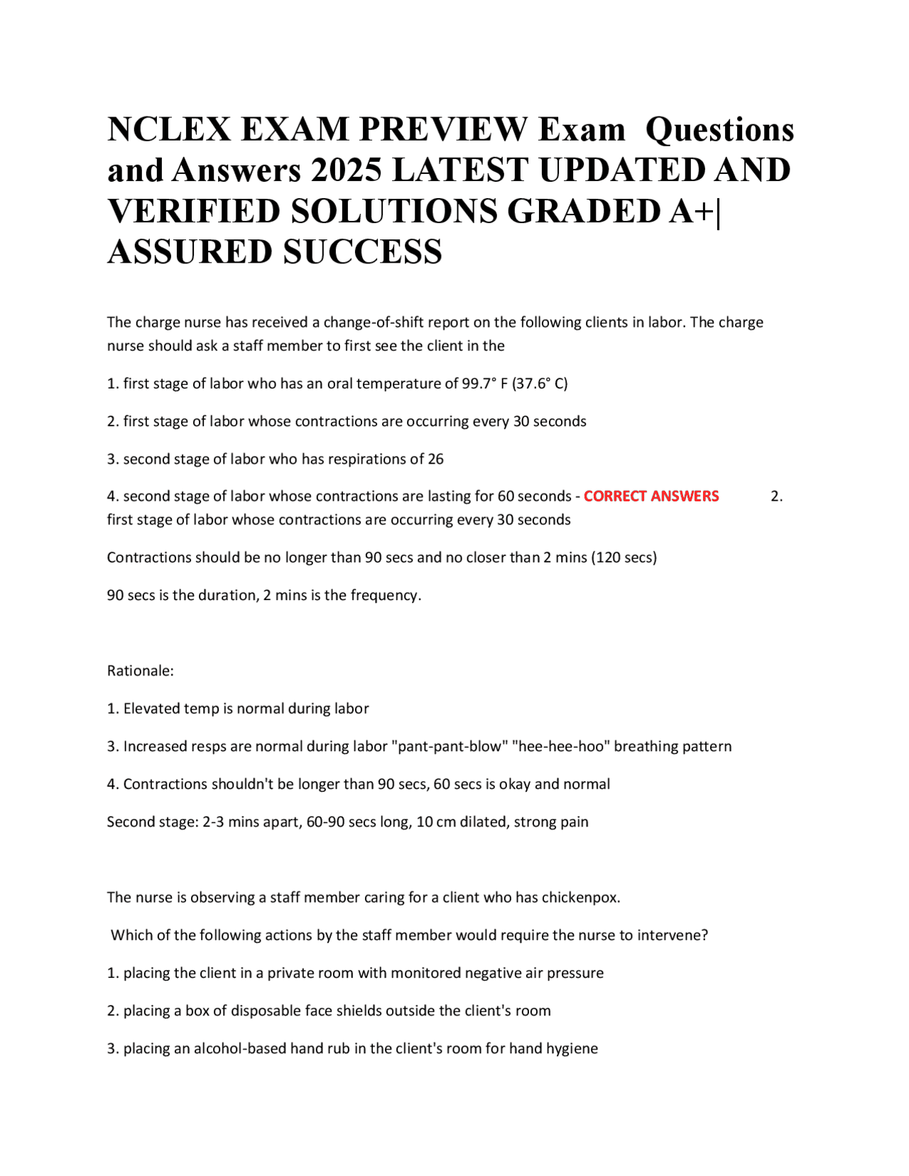 NCLEX EXAM PREVIEW Exam Questions and Answers 2025 LATEST UPDATED AND ...
