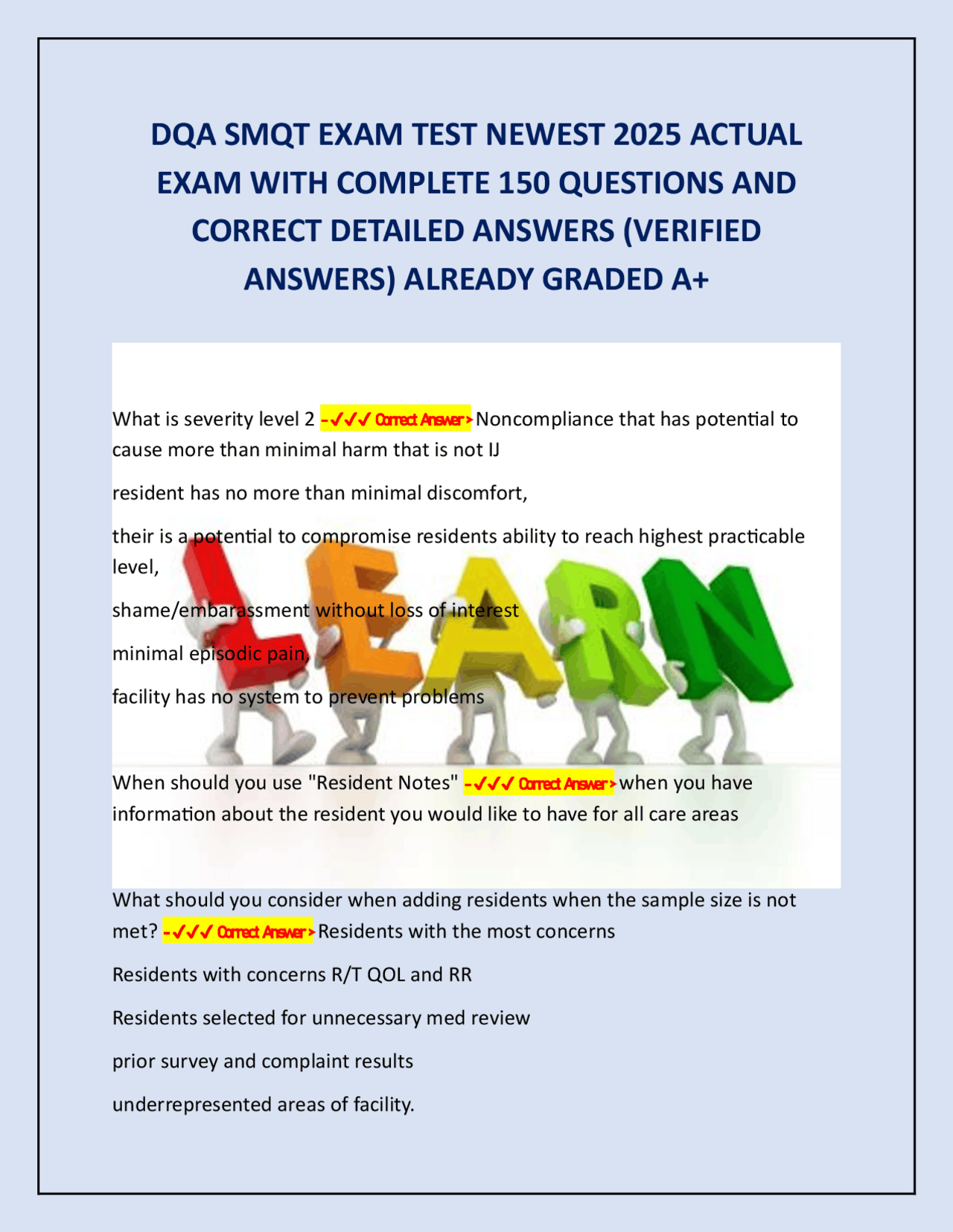 DQA SMQT EXAM TEST NEWEST 2025 ACTUAL EXAM WITH COMPLETE 150 QUESTIONS ...