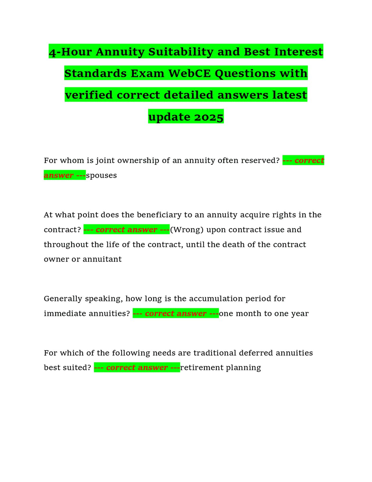 4-Hour Annuity Suitability and Best Interest Standards Exam WebCE ...