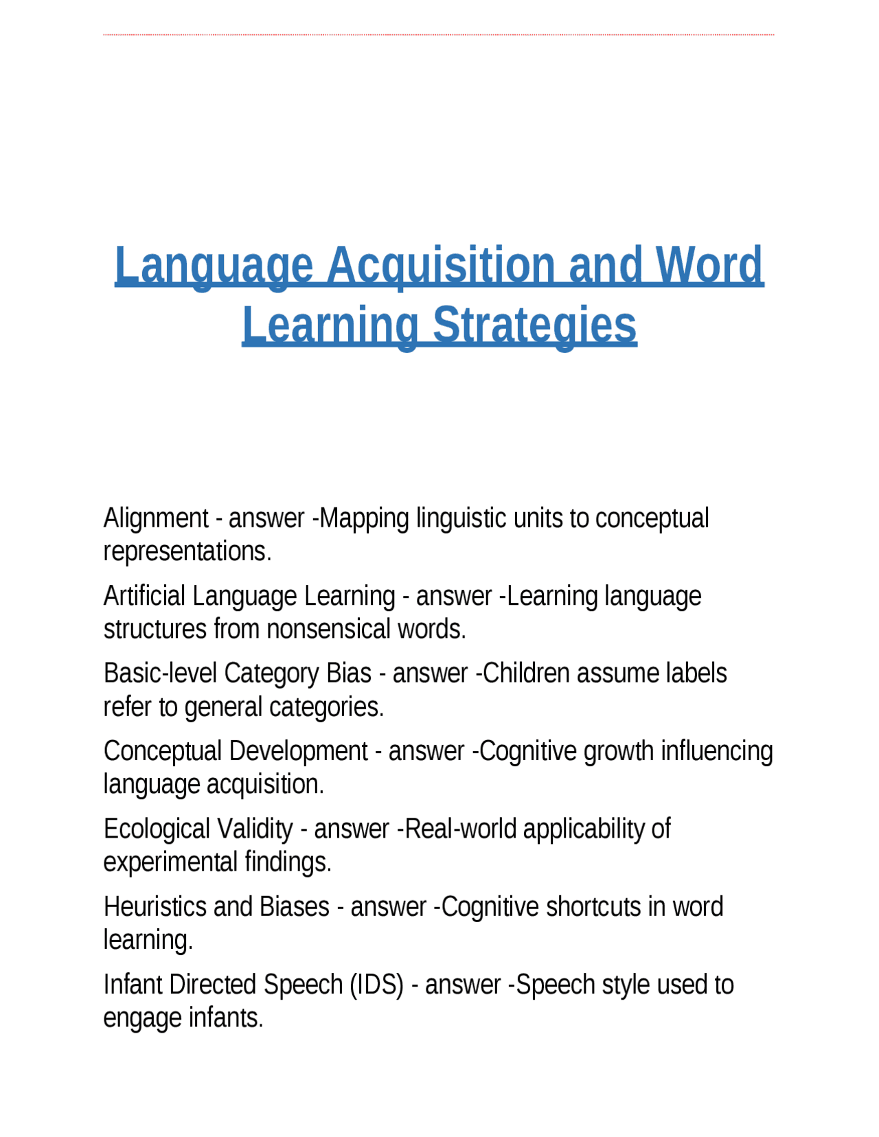 Language Acquisition and Word Learning Strategies.docx | Exams Nursing ...