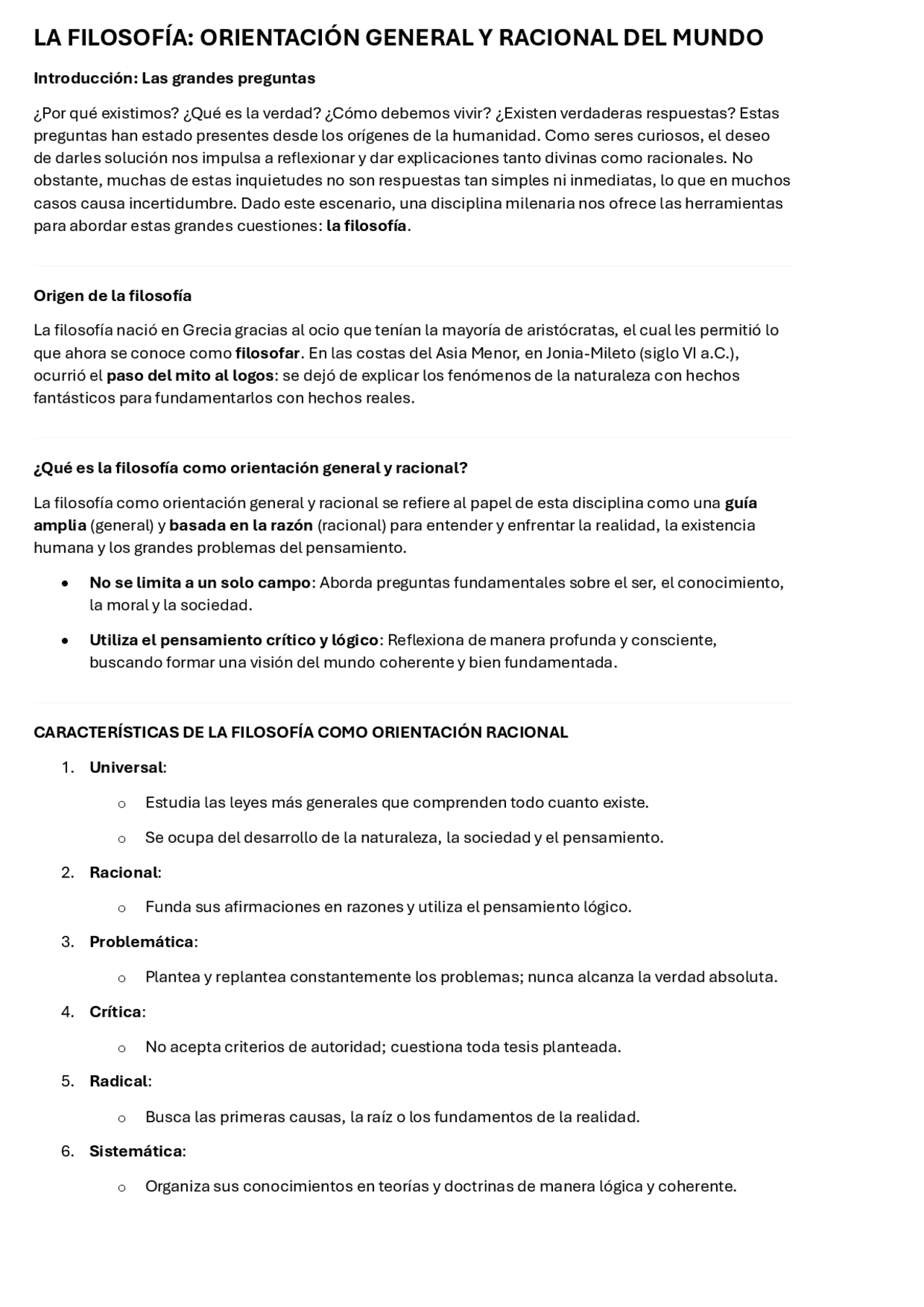 FILOSOFIA CON ORIENTCACION RACIONAL | Apuntes de Filosofía | Docsity