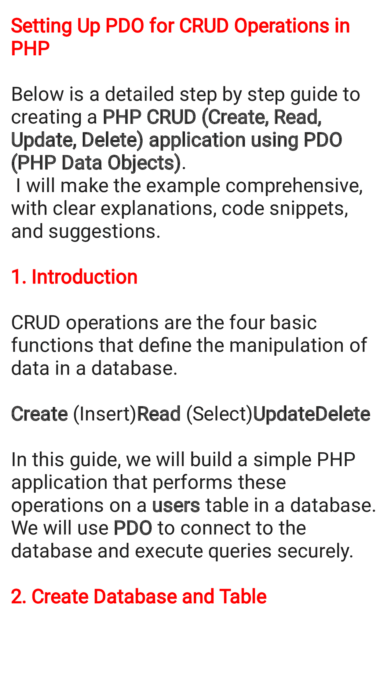 Php crud operations using pdo database connection | Study notes ...
