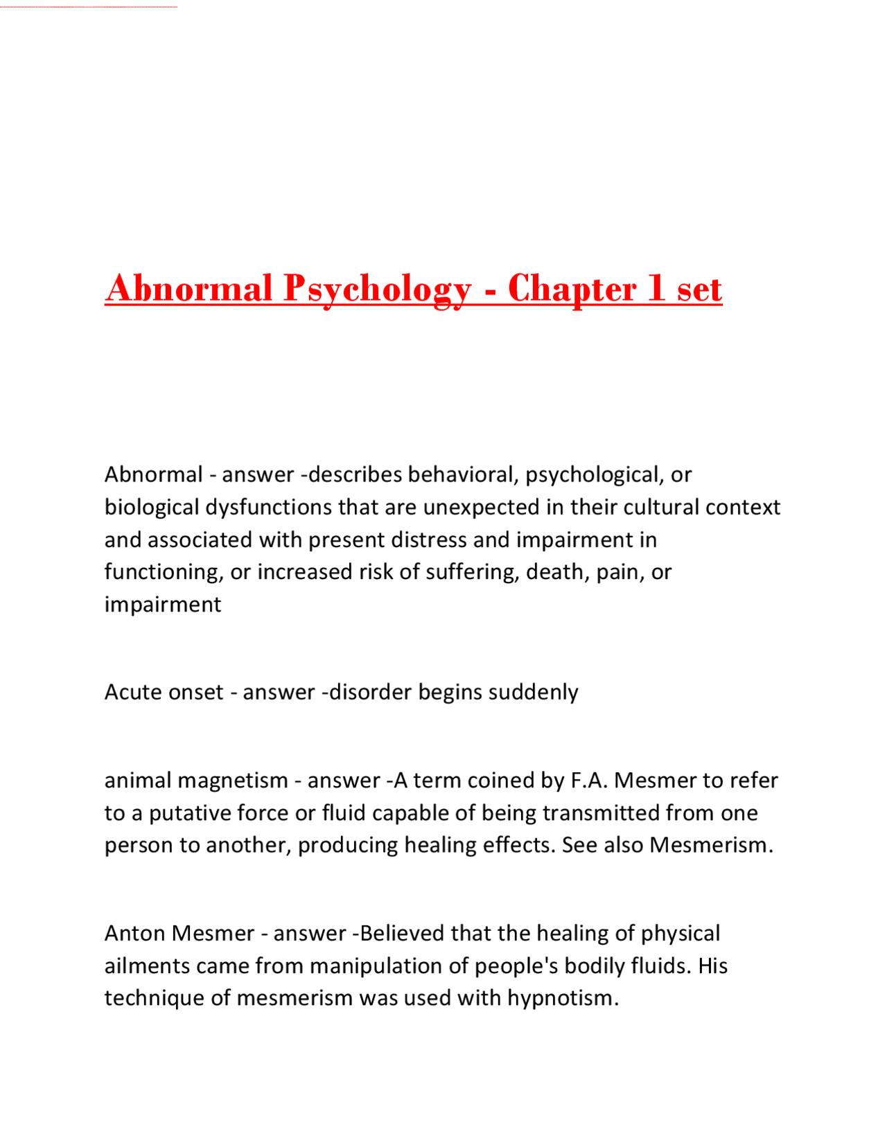 Abnormal Psychology - Chapter 1 set.pdf | Exams Nursing | Docsity