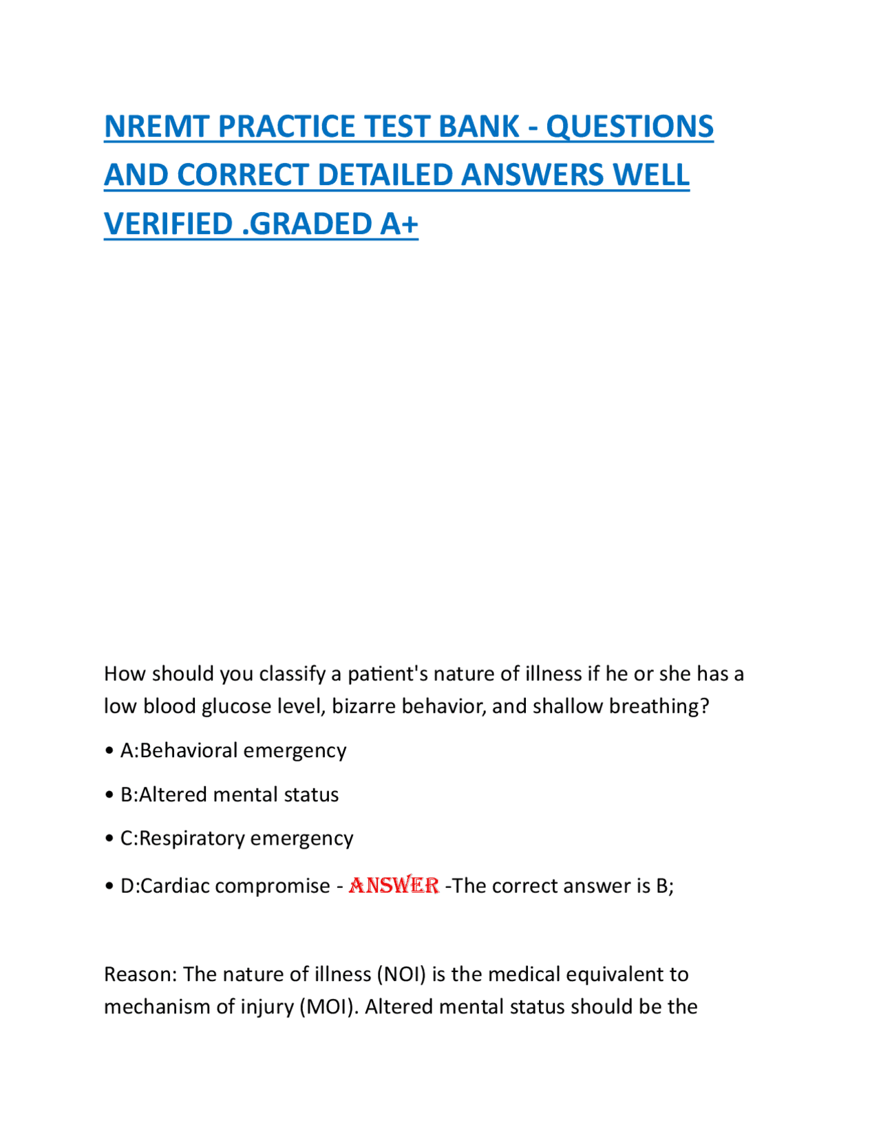 NREMT Practice Test Bank: Questions and Answers for EMT Exam Prep ...
