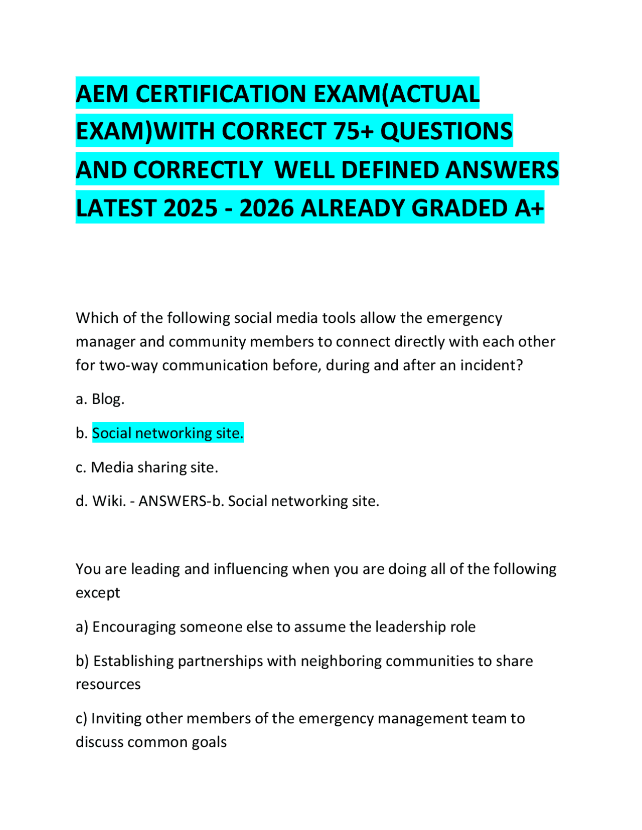 Emergency Management Certification Exam: 75+ Questions & Answers ...