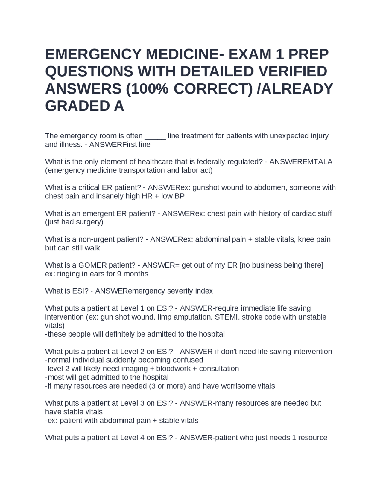 Emergency Medicine Exam Prep: Q&A on Triage, ACS & STEMI | Exams ...