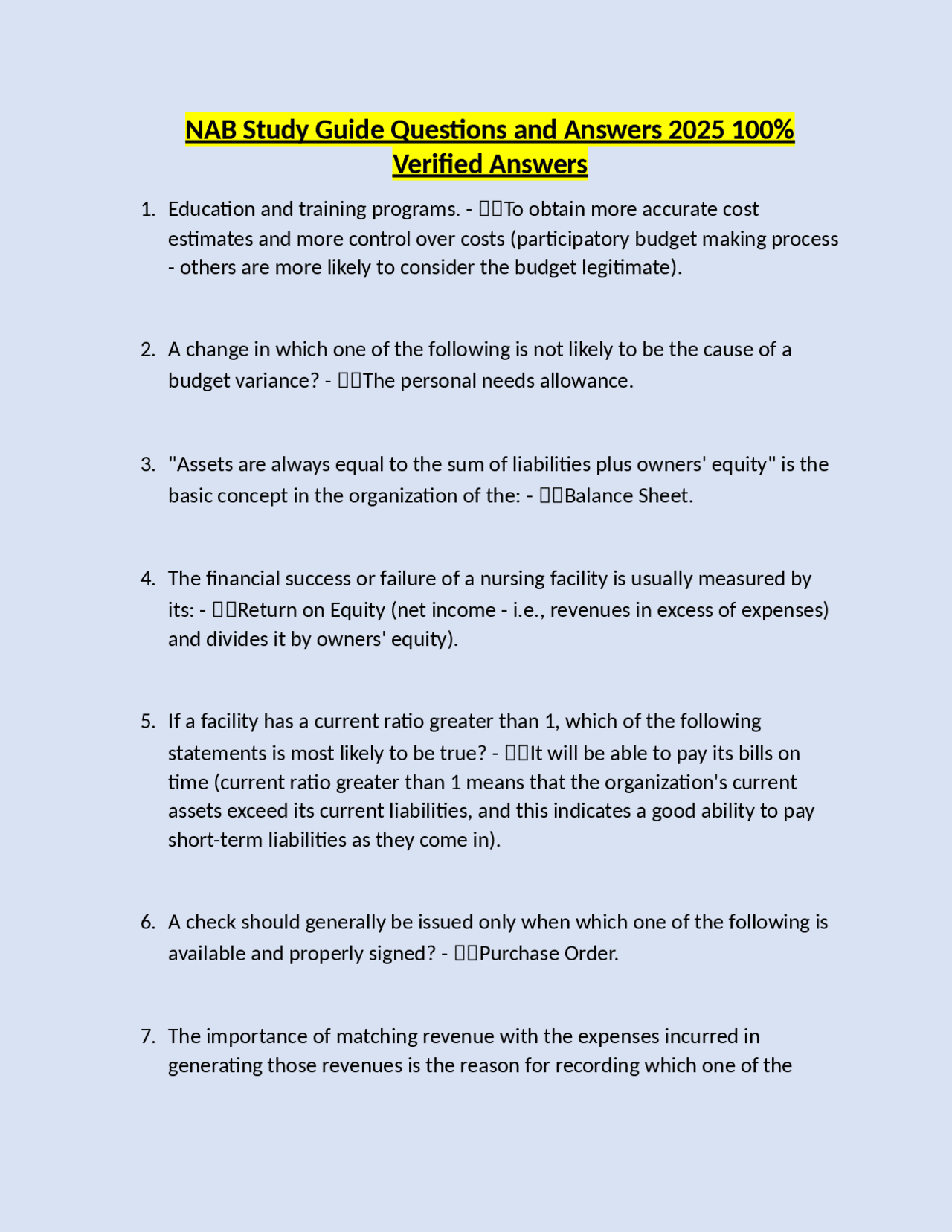 NAB Study Guide Questions and Answers 2025 100% Verified Answers ...