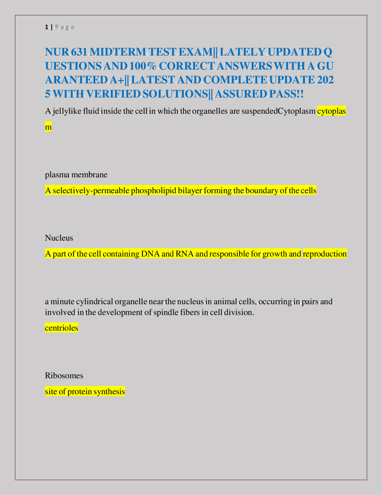 NUR 631 EXAM 2 ACTUAL EXAM COMPLETE QUESTIONS WITH WELL ELABORATED ...
