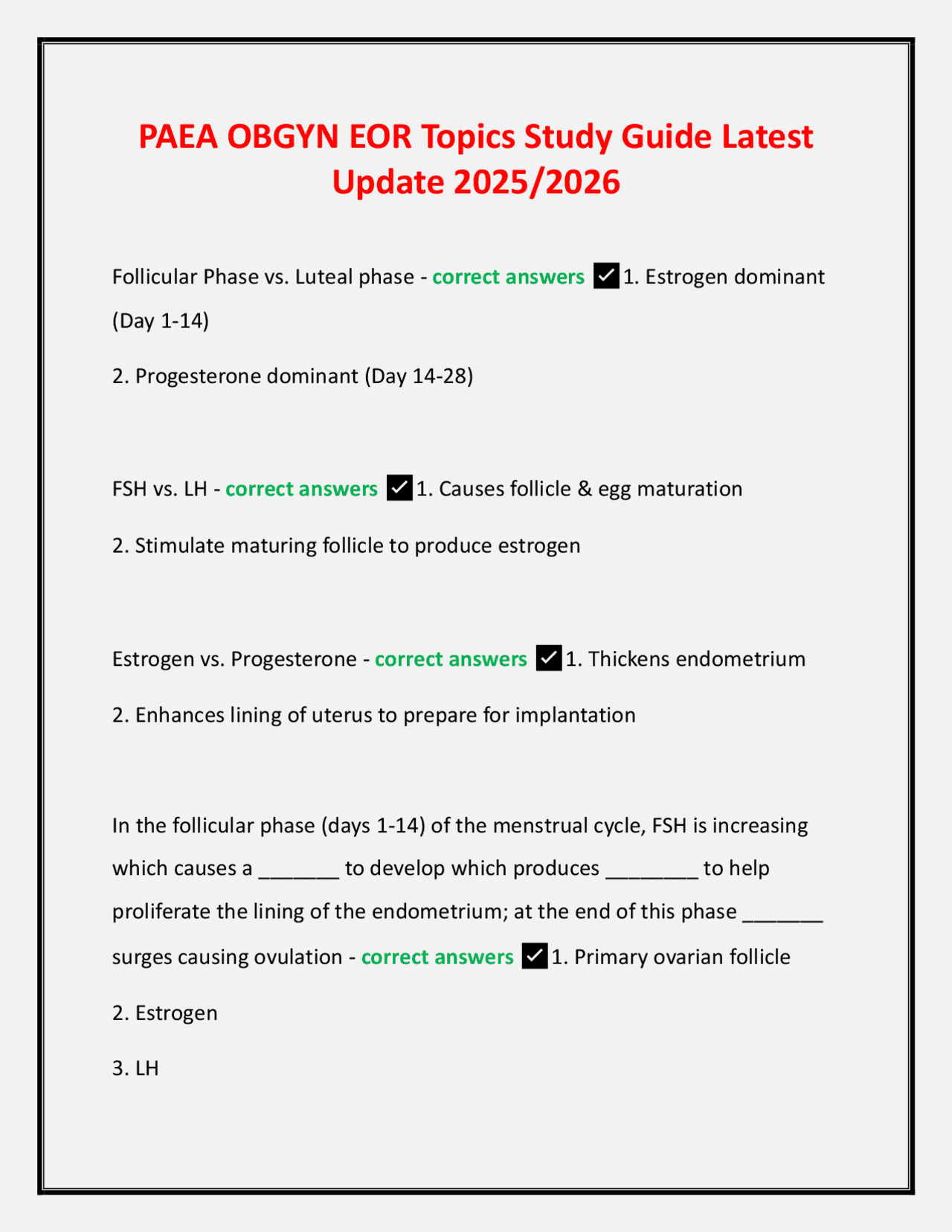 OBGYN EOR Exam Study Guide: Key Topics & Updates 2025/2026 | Exams ...