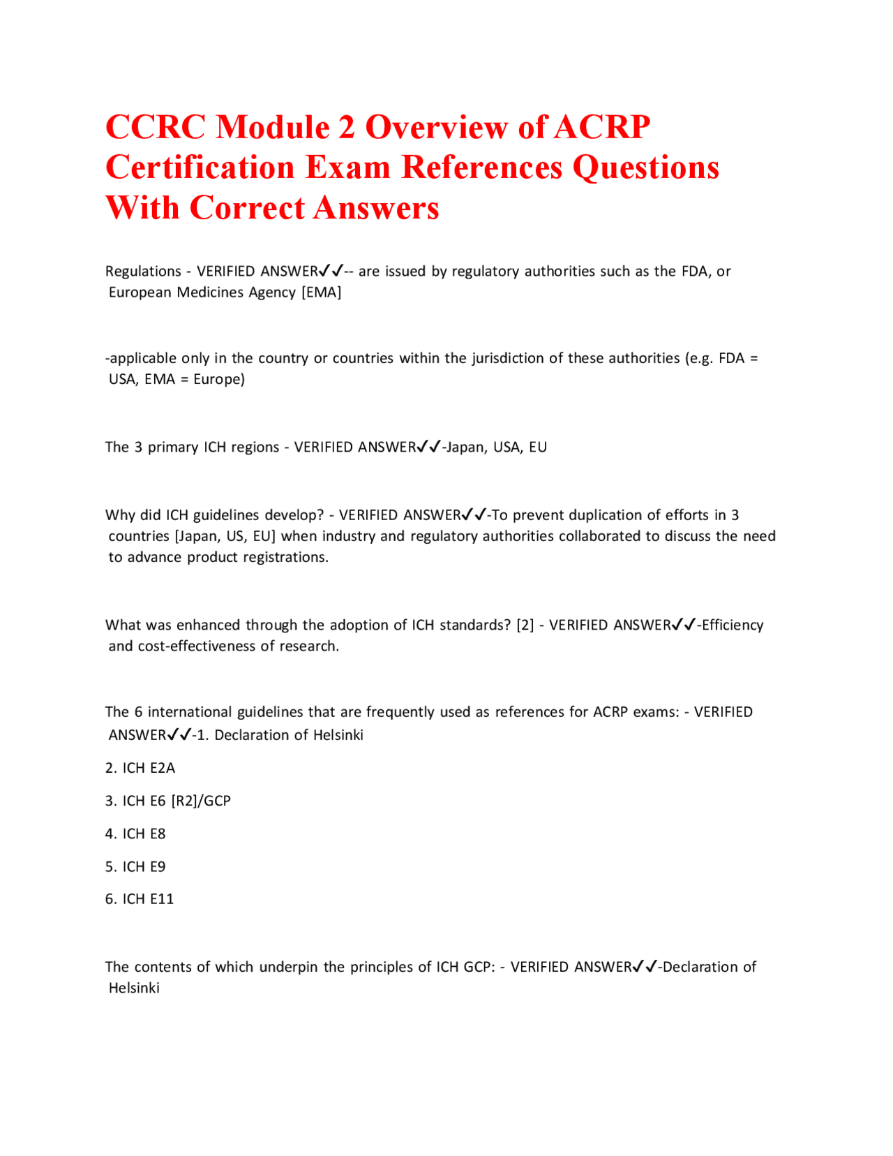 CCRC Module 2 Overview of ACRP Certification Exam References Questions ...